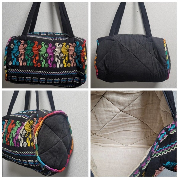 Handmade | Bags | Handmade Custom Embroidered Duffle Bag Tote Shoulder ...